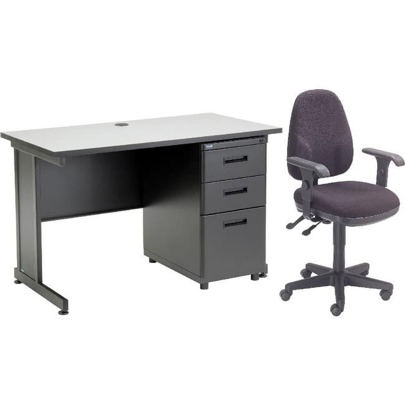 Global Industrial 670078GY-B1 Interion Office Desk & Fabric Chair ...