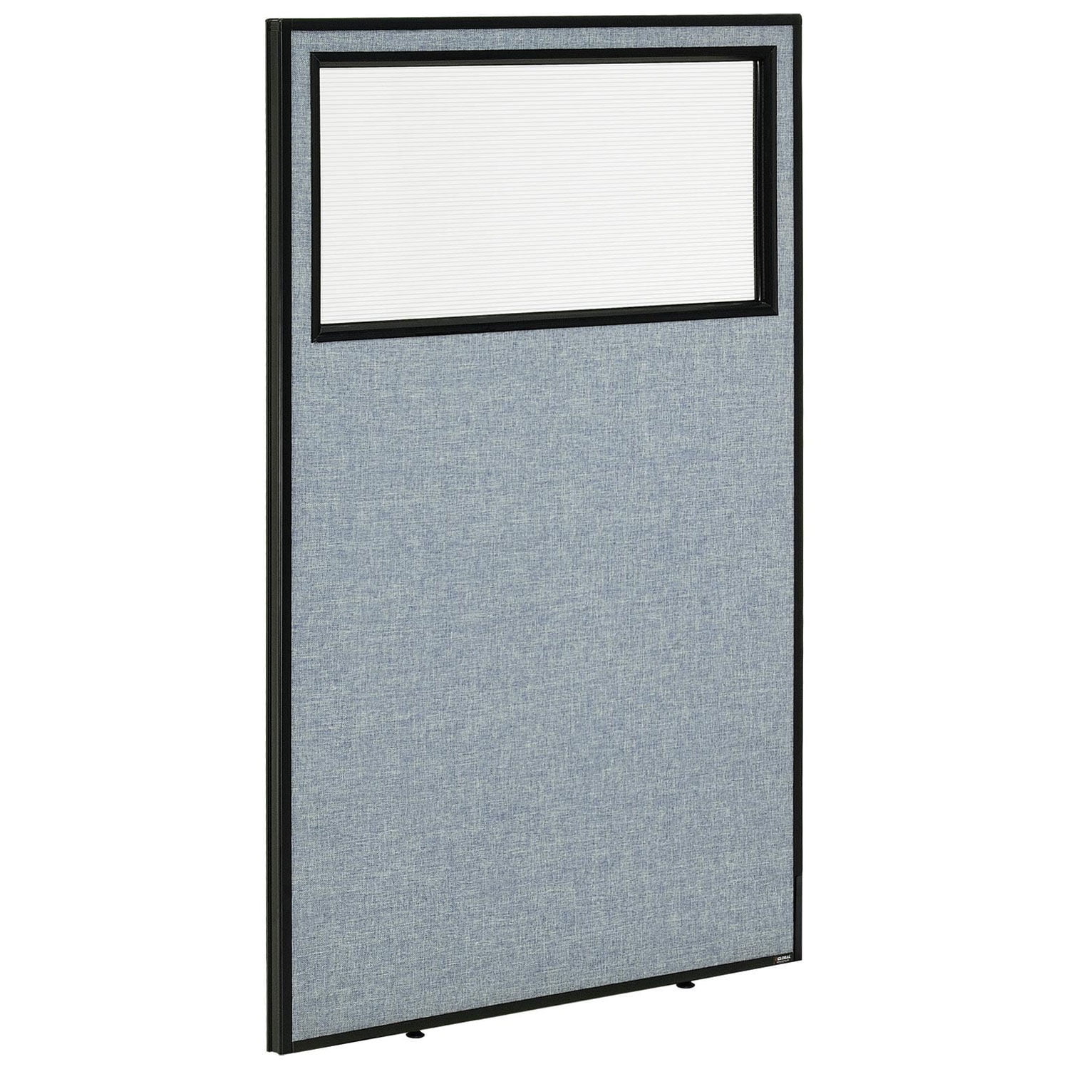 36-1/4"W x 60"H Office Partition Panel with Partial Window, Blue ...
