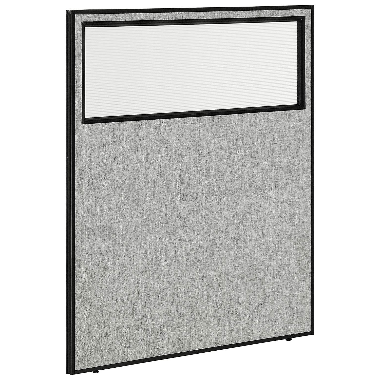 48-1/4"W x 60"H Office Partition Panel with Partial Window, Gray ...