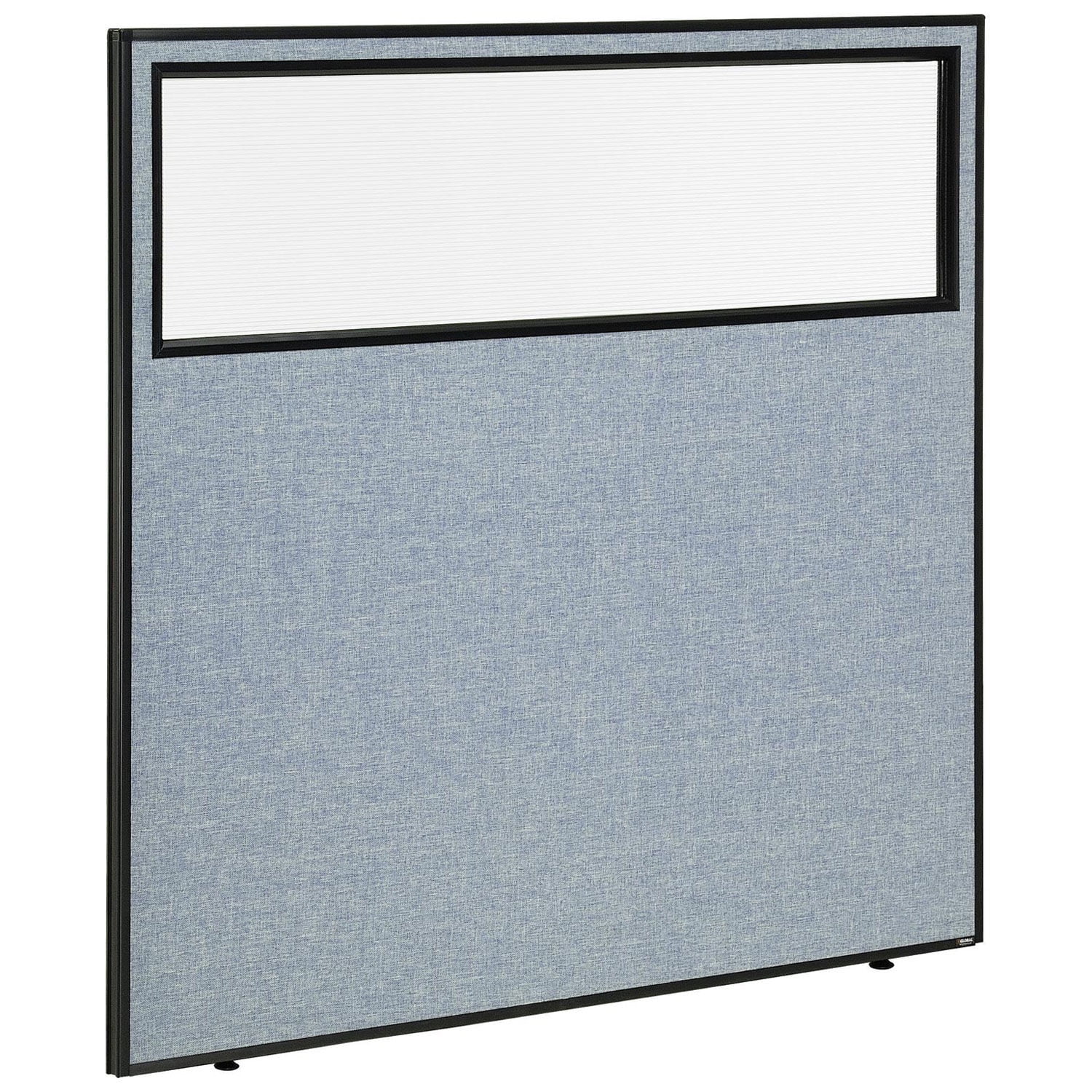 60-1/4"W x 60"H Office Partition Panel with Partial Window, Blue ...