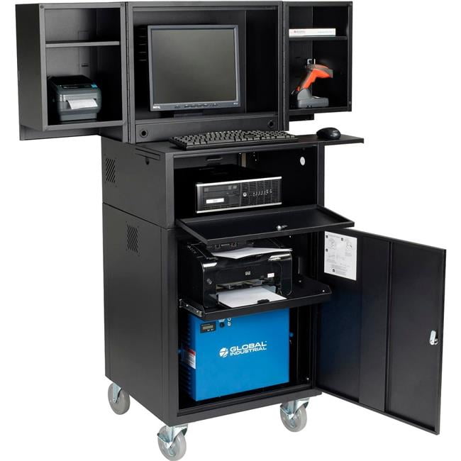 Global Industrial 695429PBK Mobile Powered Fold-Out Computer Cabinet ...