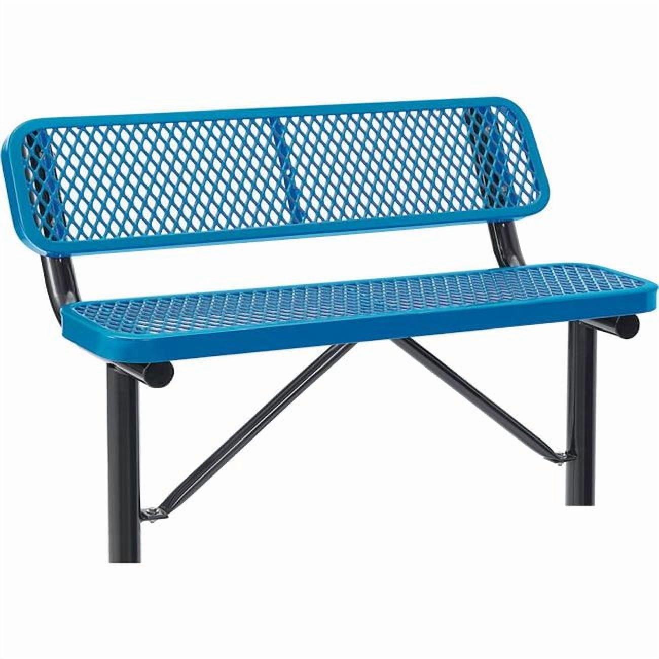 Global Industrial 695743IBL 4 ft. Outdoor Steel Bench with Backrest ...