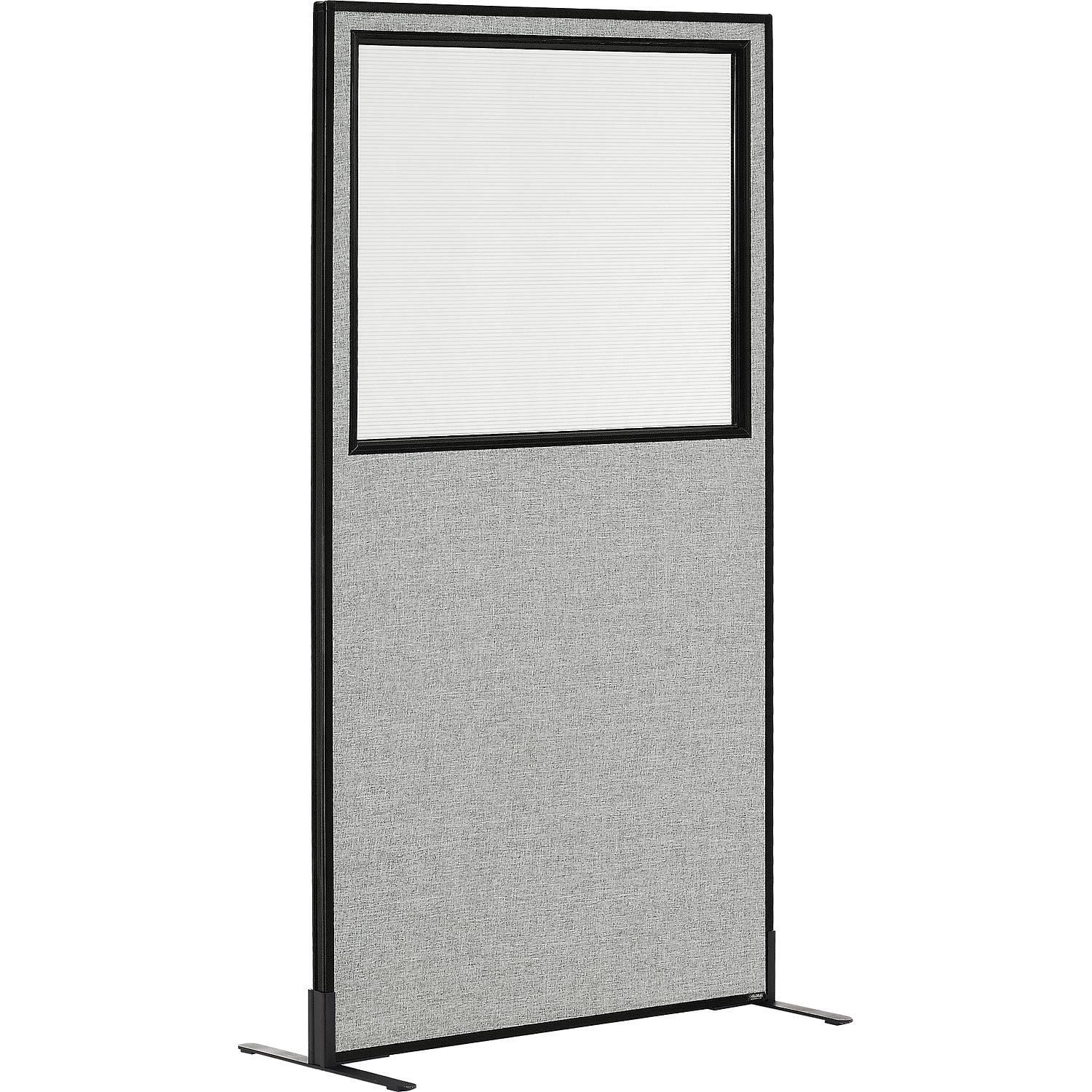 36-1/4"W x 96"H Freestanding Office Partition Panel with Partial Window ...