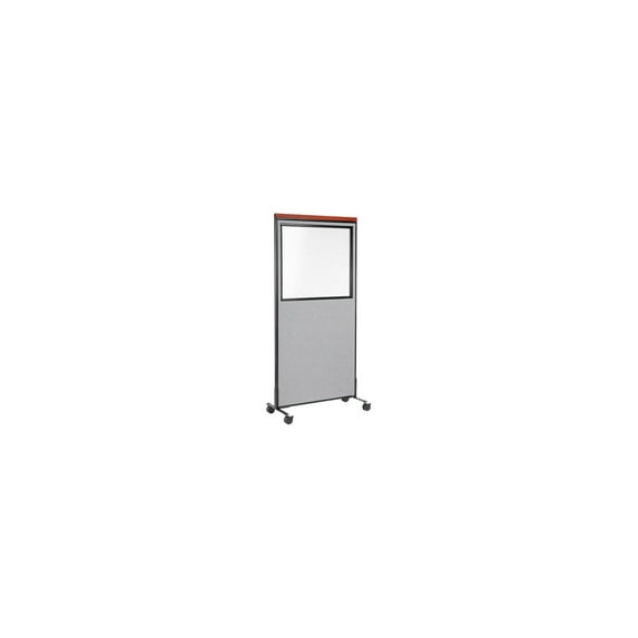 36-1/4"W x 100-1/2"H Deluxe Mobile Office Partition Panel with Partial ...