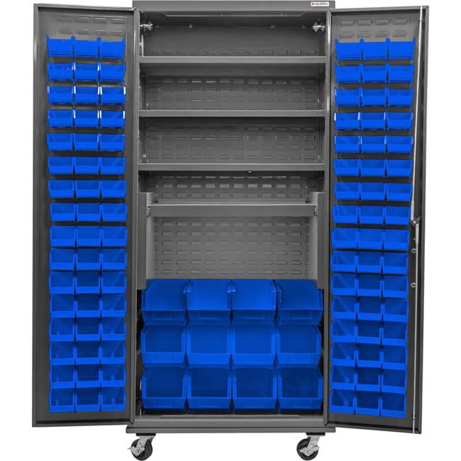 Global Industrial 708671MBL Configurable Mobile Bin Cabinet with 4 ...