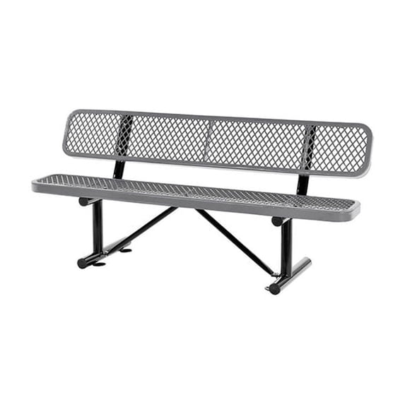 Global Industrial 72"L Expanded Metal Mesh Bench w/Back Rest, Gray ...