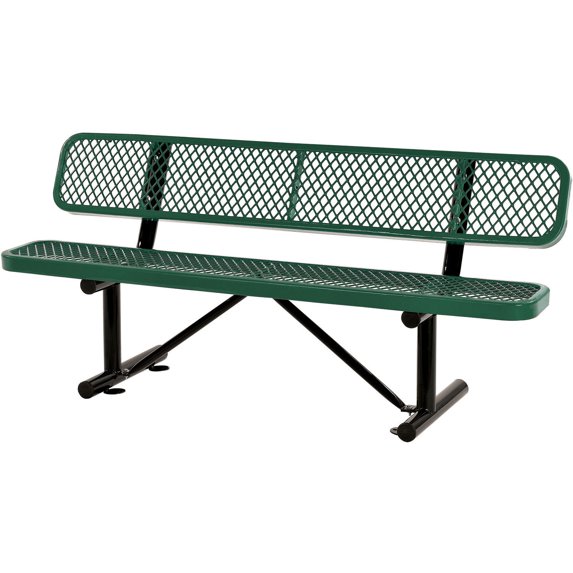 Global Industrial 72"L Green Expanded Metal Mesh Bench with Backseat ...