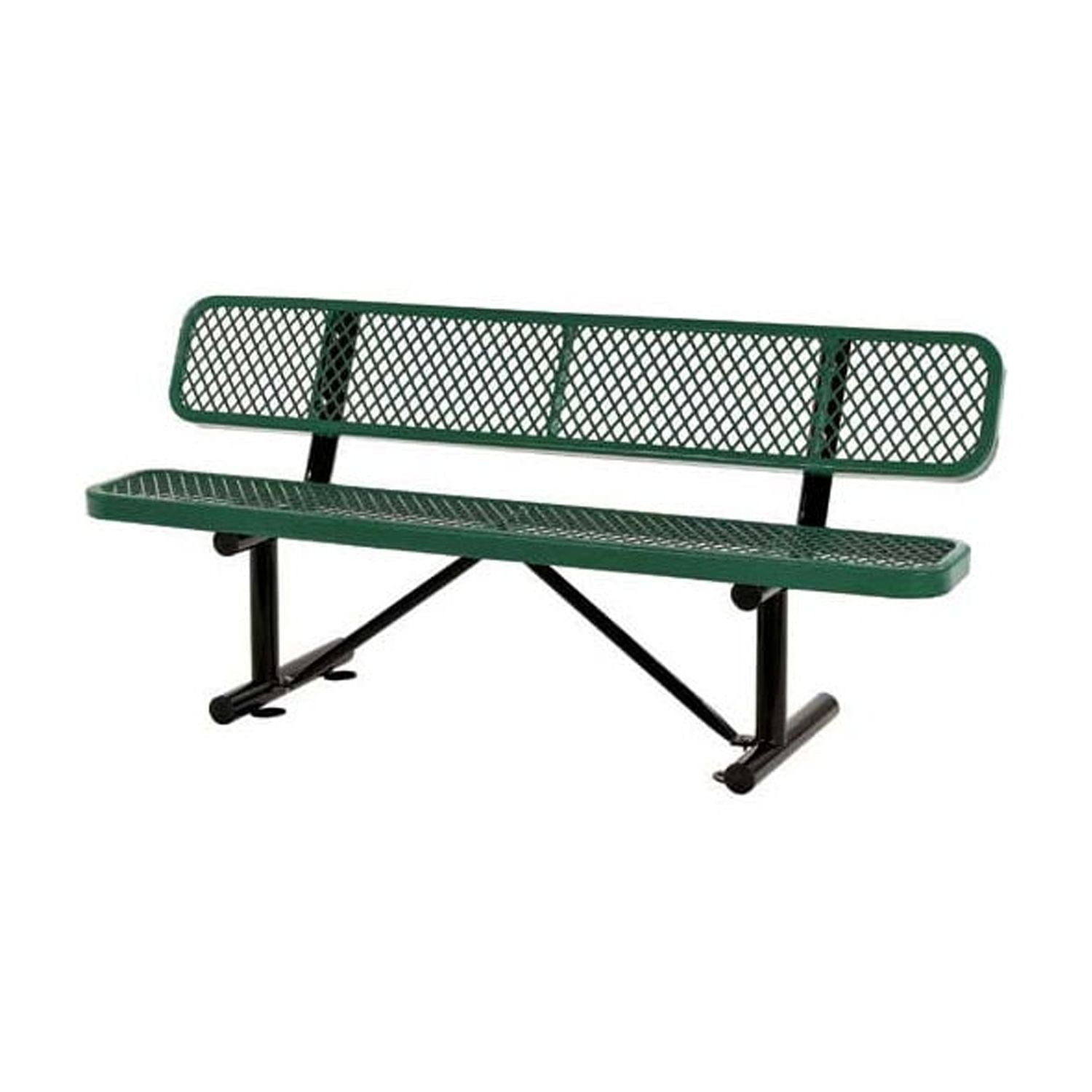 Global Industrial 72"L Green Expanded Metal Mesh Bench with Backseat ...