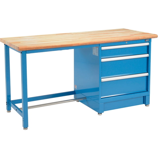 Global Industrial 72Wx30D Modular Workbench, 3 Drawers, Maple Butcher ...