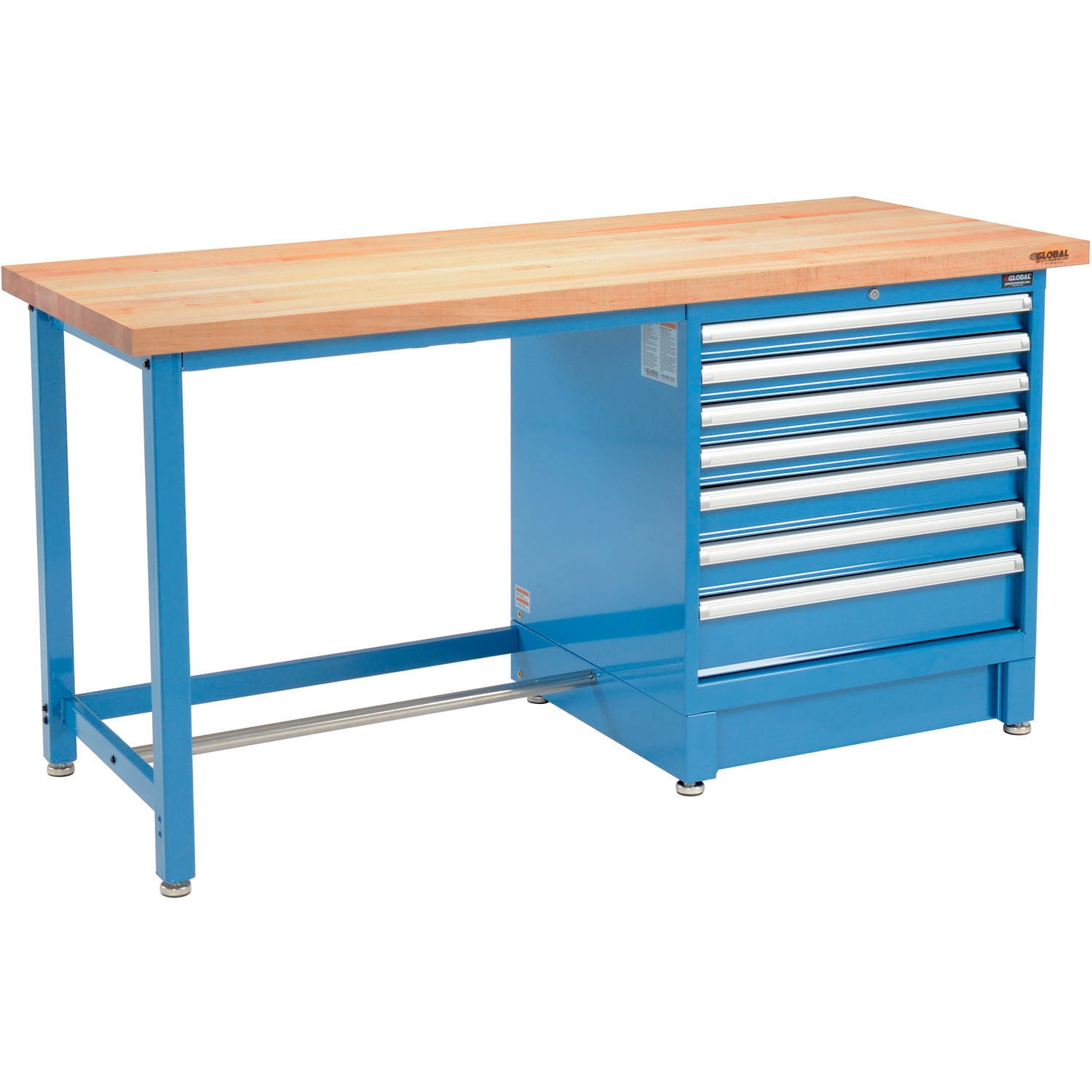 Global Industrial 72Wx30D Modular Workbench, 7 Drawers, Maple Butcher ...