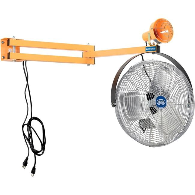 Global Industrial 812430 Double Arm Dock Light with 18 in. 3-Speed Fan ...