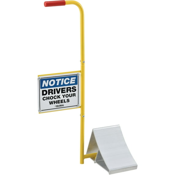 Global Industrial™ Aluminum Wheel Chock with Safety Sign & Handle ...