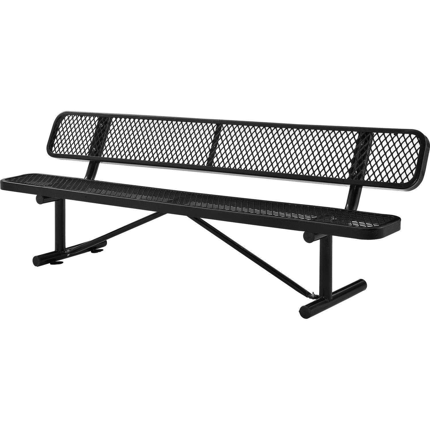 Global Industrial 96"L Expanded Metal Mesh Bench w/Back Rest, Black ...