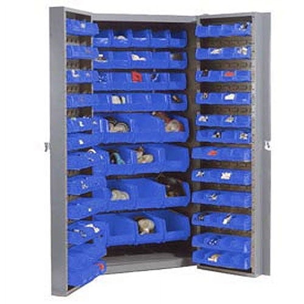 Global Industrial Bin Cabinet with 156 Blue Bins, 38x24x72, Unassembled ...