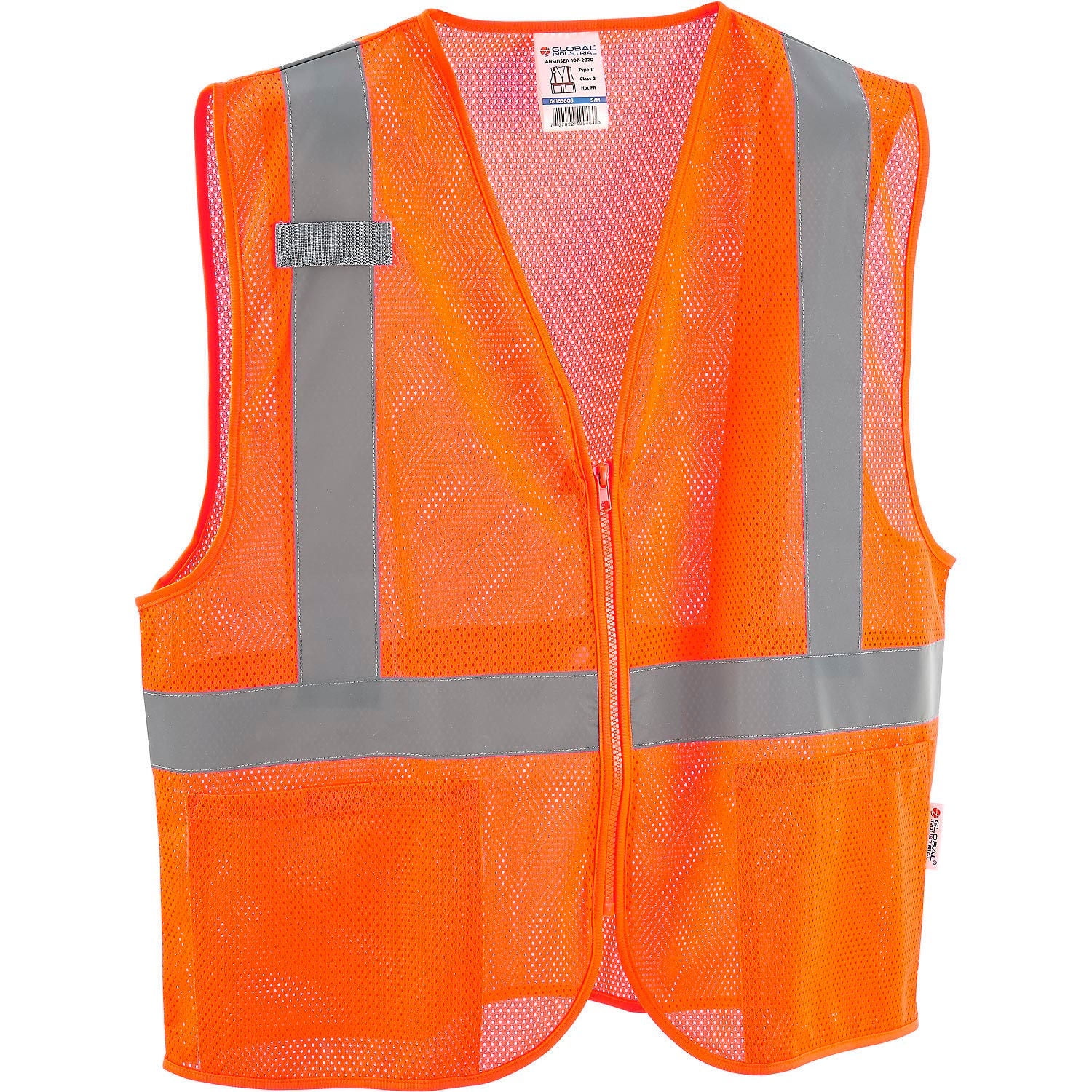 Global Industrial 641636OL Class 2 Hi-Vis Safety Vest - 2 Pockets Mesh ...