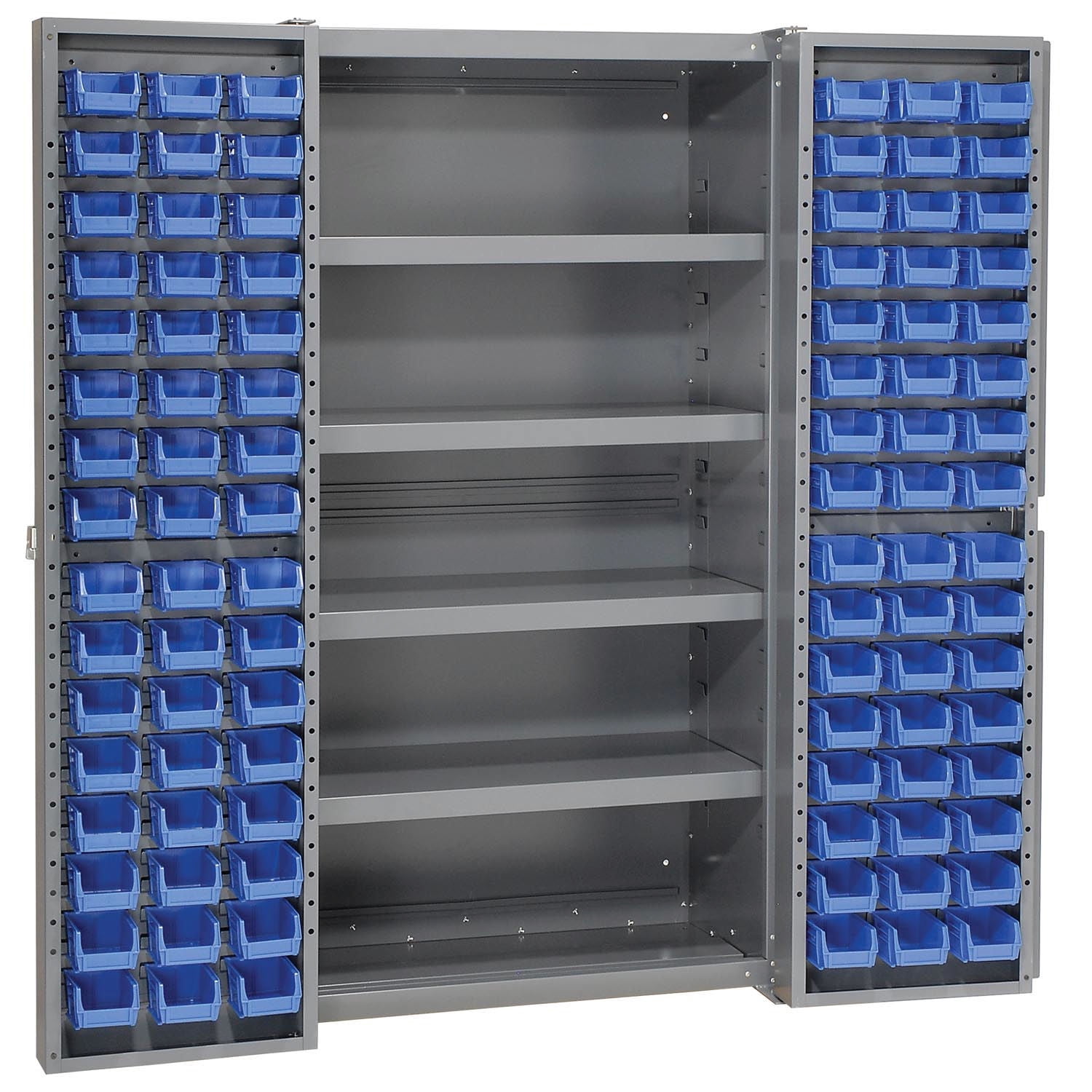 Global Industrial Bin Cabinet with 96 Blue Bins, 38x24x72, Unassembled ...