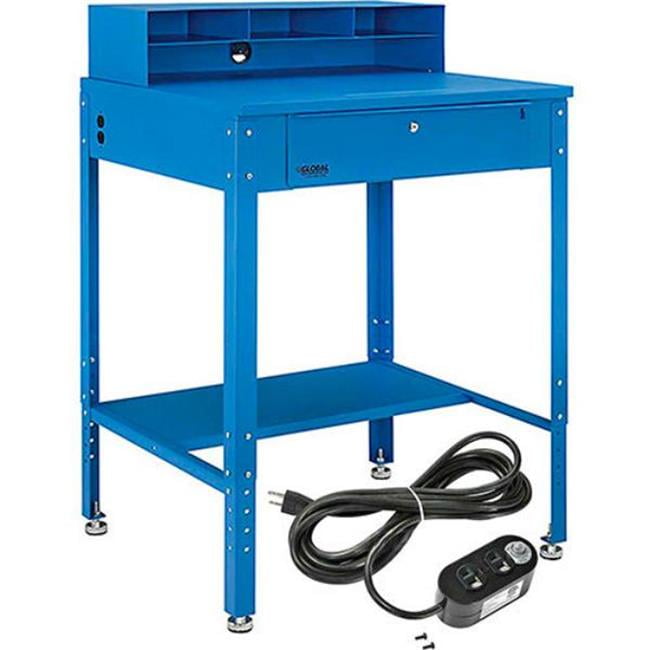 Global Industrial Flat Surfaced Shop Desk with Riser & Outlets - 34.50 ...