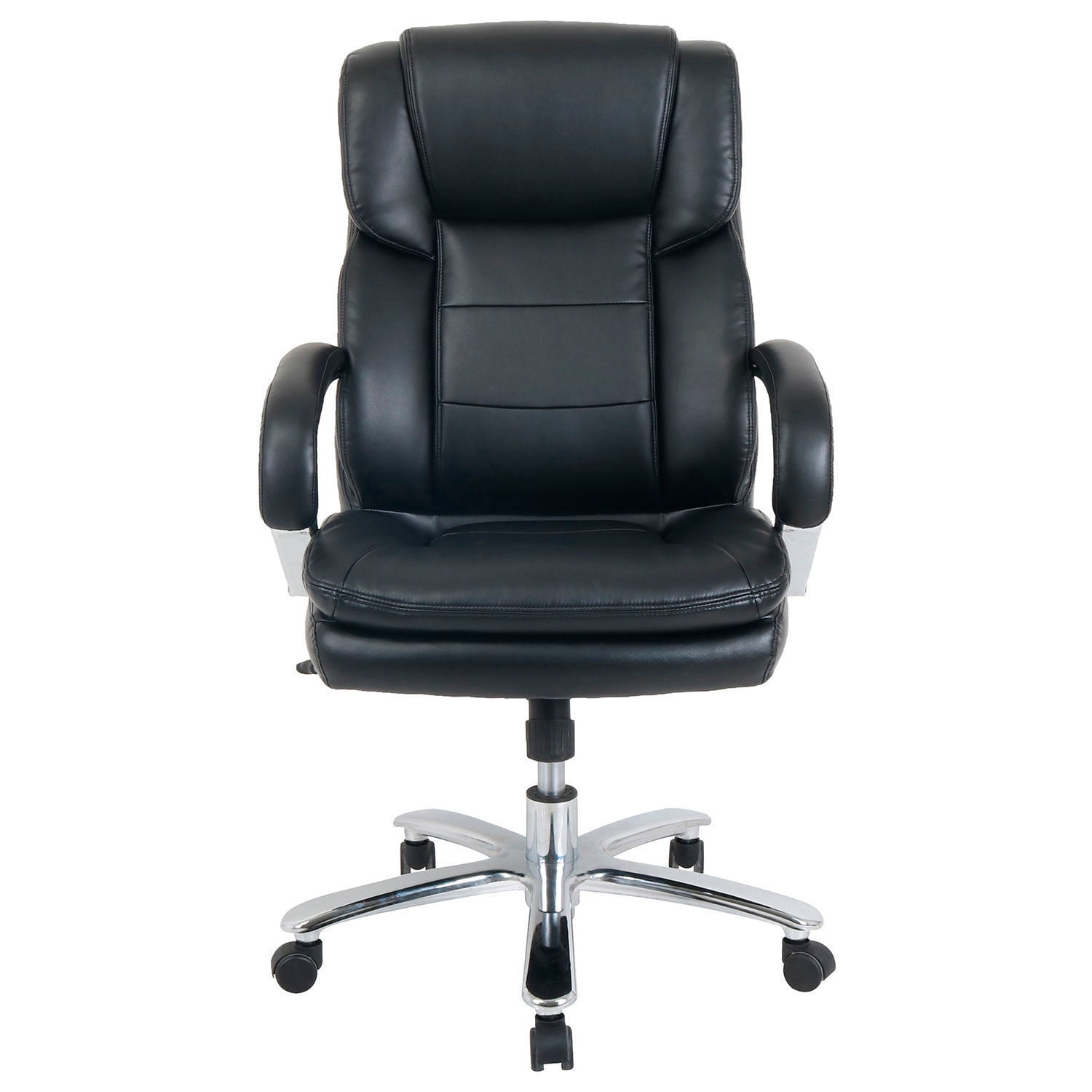 24 Hour Chair With High Back & Fixed Arms, Bonded Leather, Black ...