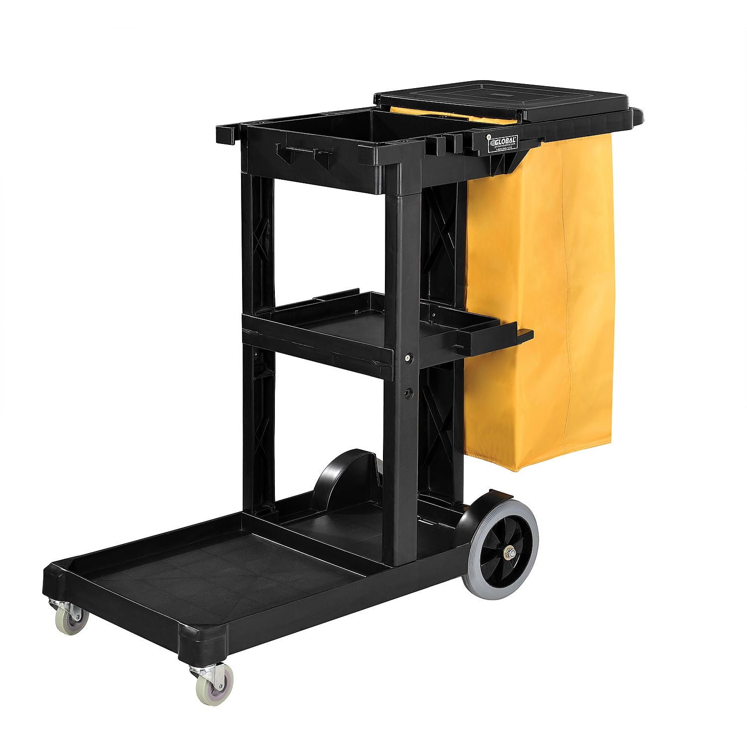 Global Industrial Janitor Cart with 25 Gallon Vinyl Bag, Black ...