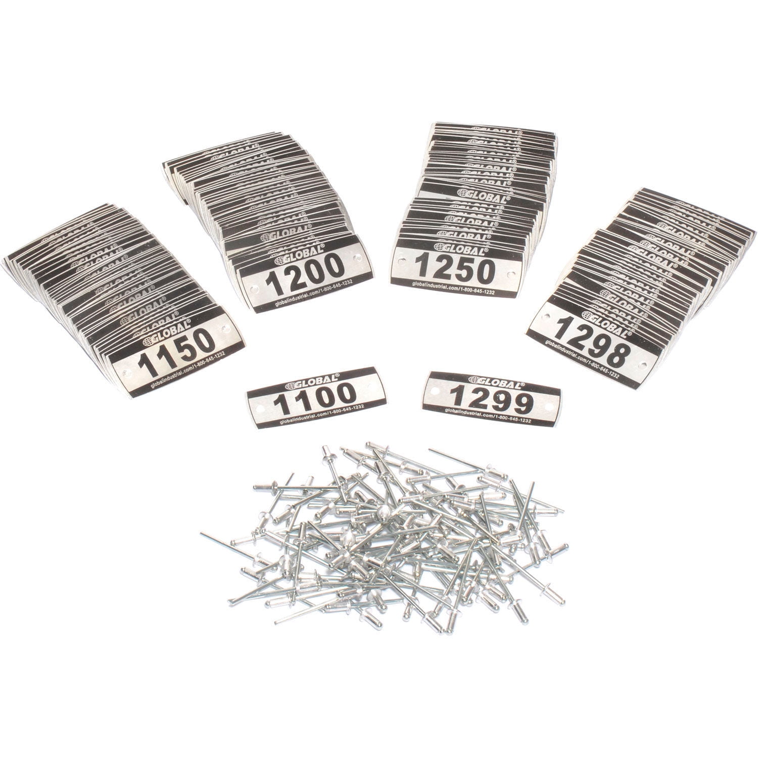 Global Industrial Locker Number Plate Kit Numbered 1100-1299 200/Pack ...