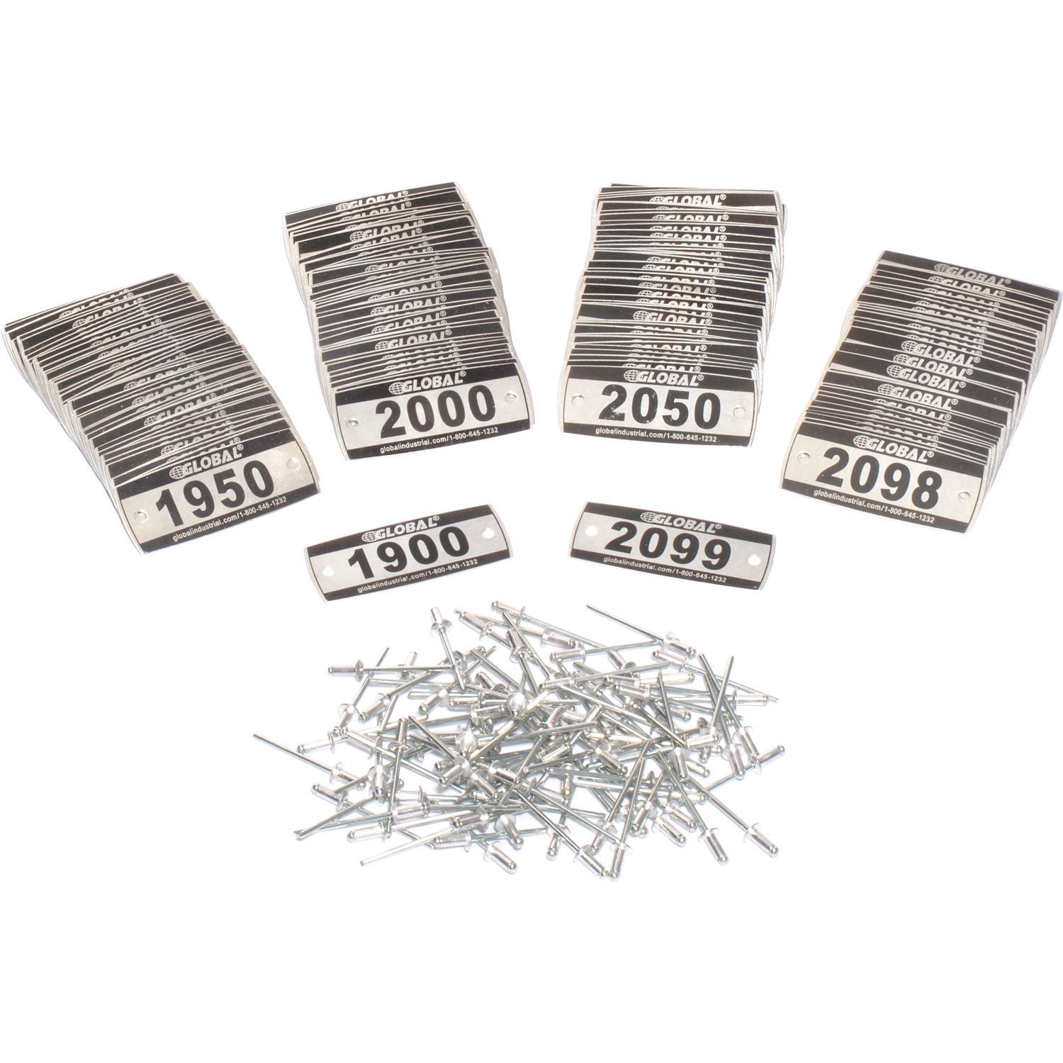 Global Industrial Locker Number Plate Kit Numbered 1900-2099 200/Pack ...