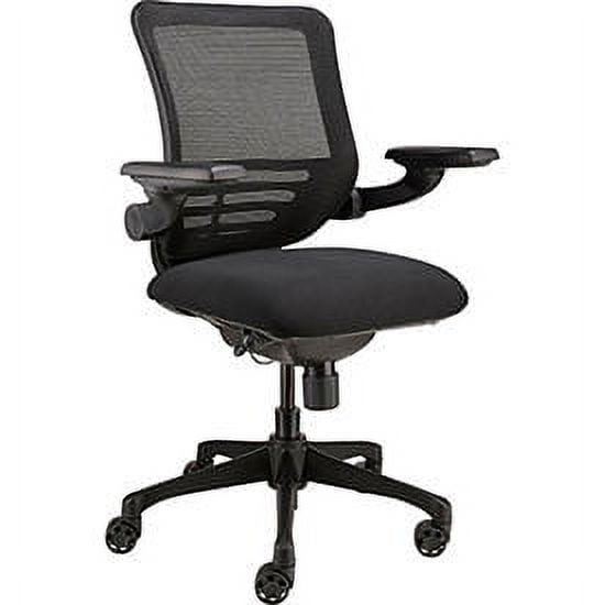 Interion Mesh Chair with Adjustable Flip Arms & Mid Back Fabric Black ...