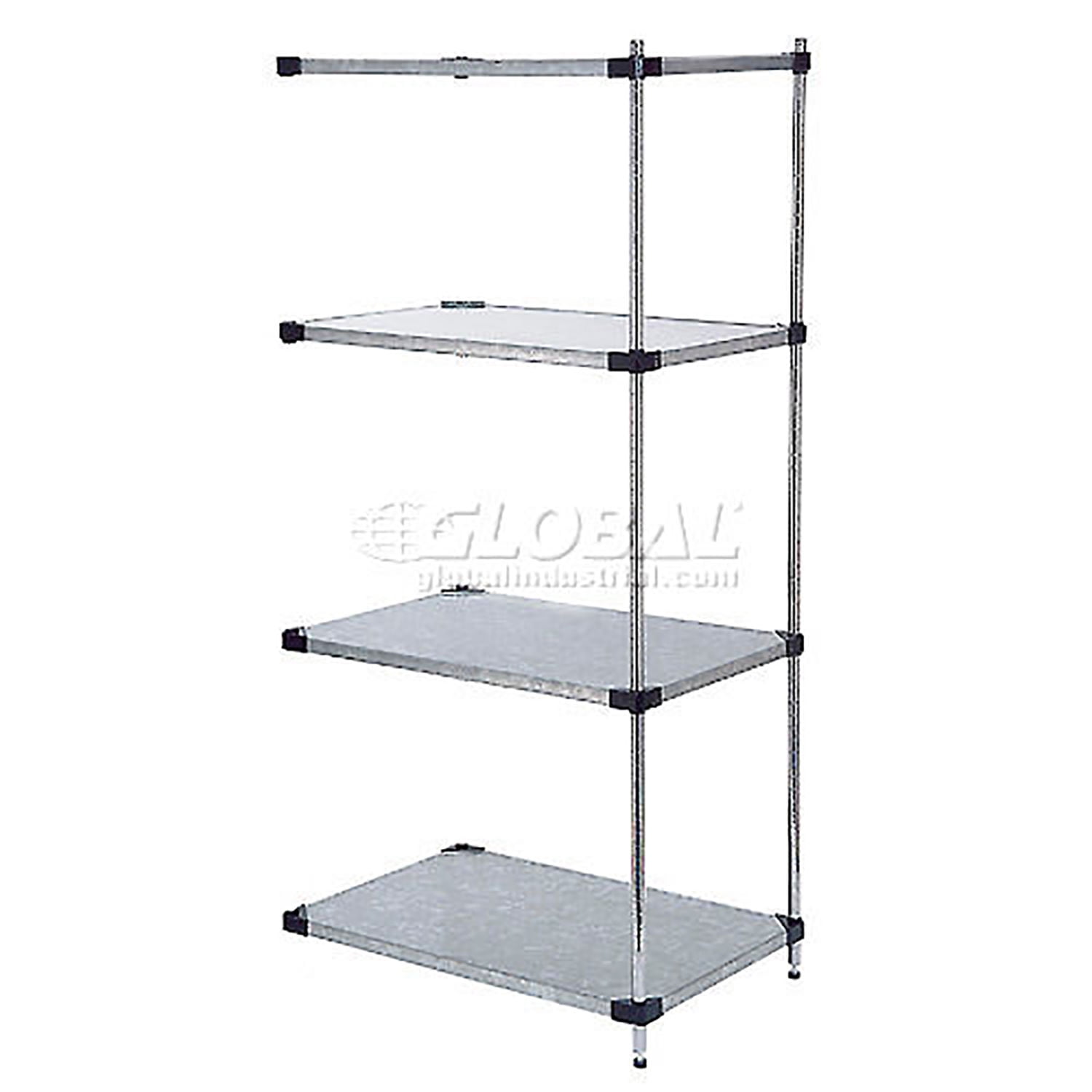 Nexel Galvanized Steel, 4 Tier, Solid Shelving Add-On Unit, 24"Wx24 ...