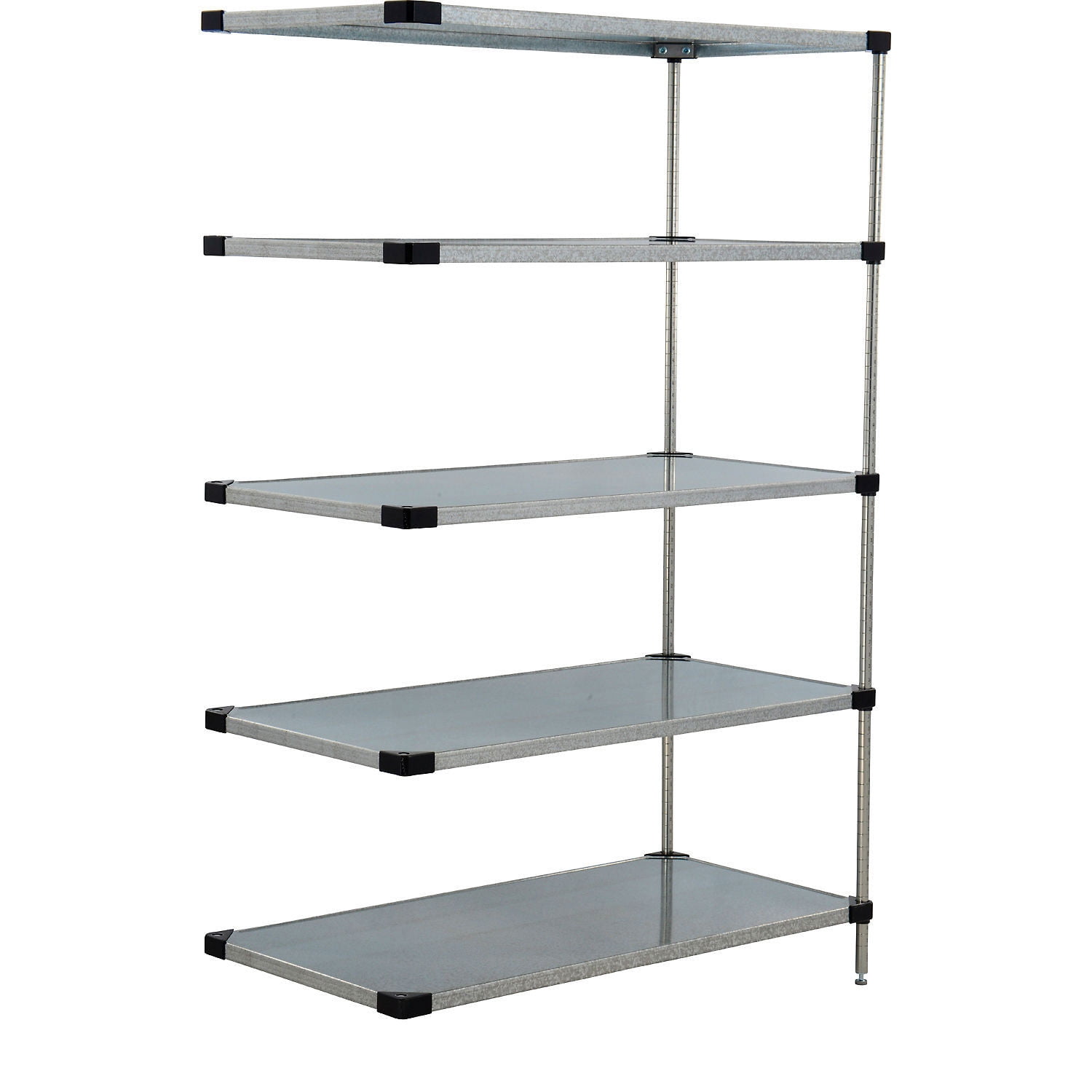 Nexel 5 Tier Solid Galvanized Steel Shelving Add-On Unit, 48"W x 24"D x ...