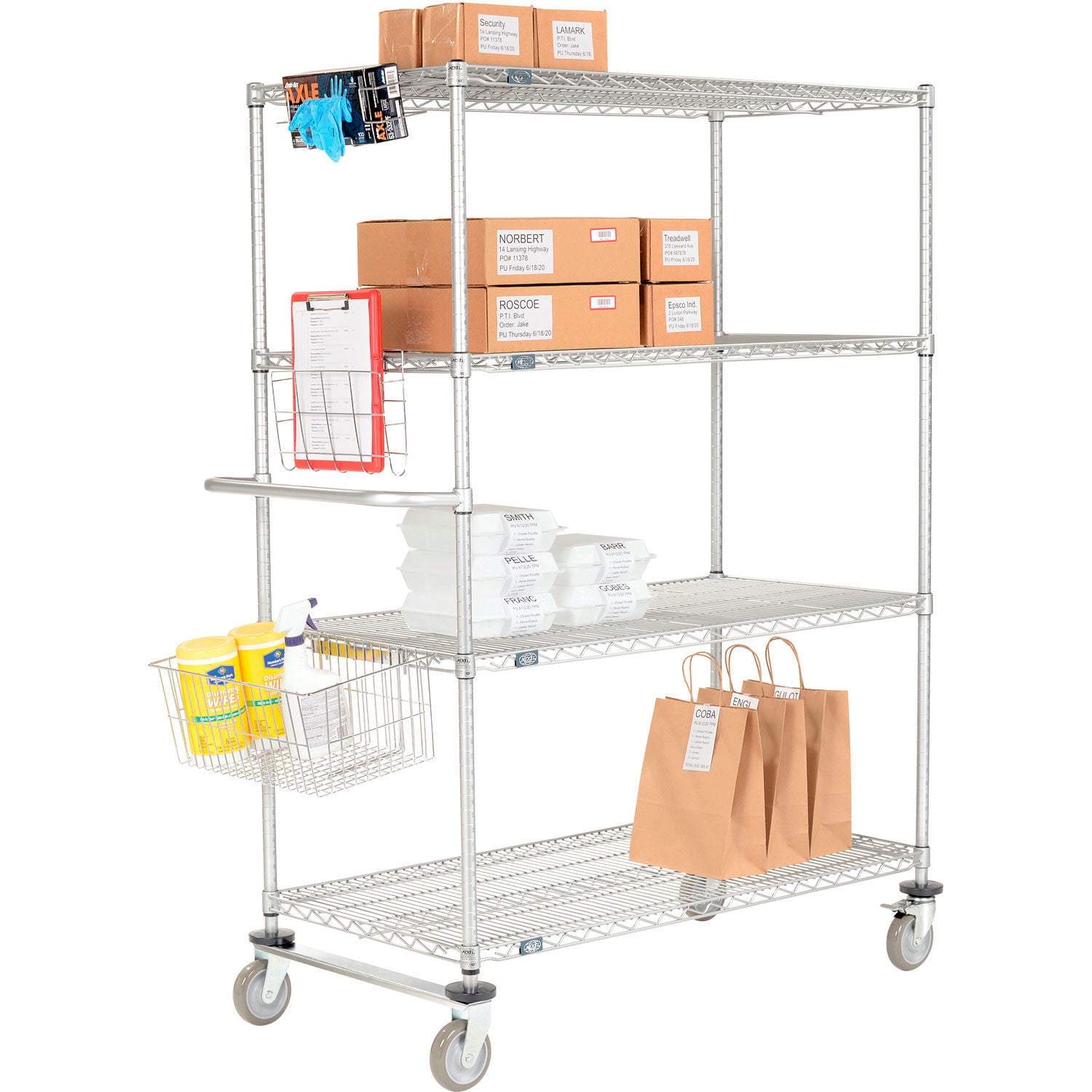 Nexelate Curbside Wire Truck w/4 Shelves & Polyurethane Casters, 24"L x ...