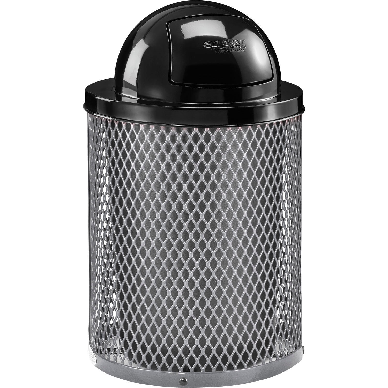Global Industrial Outdoor Diamond Steel Trash Can With Dome Lid, 36 ...