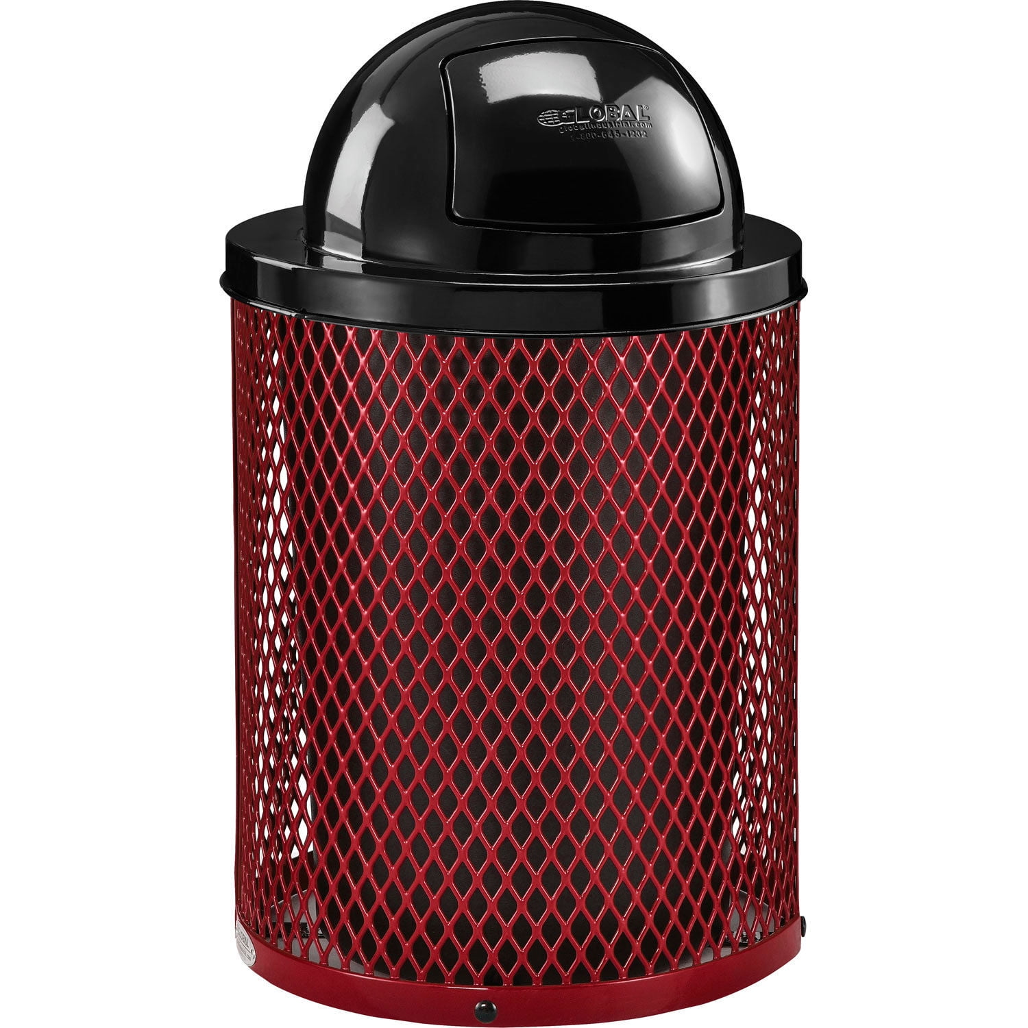 Global Industrial Outdoor Diamond Steel Trash Can With Dome Lid, 36 ...