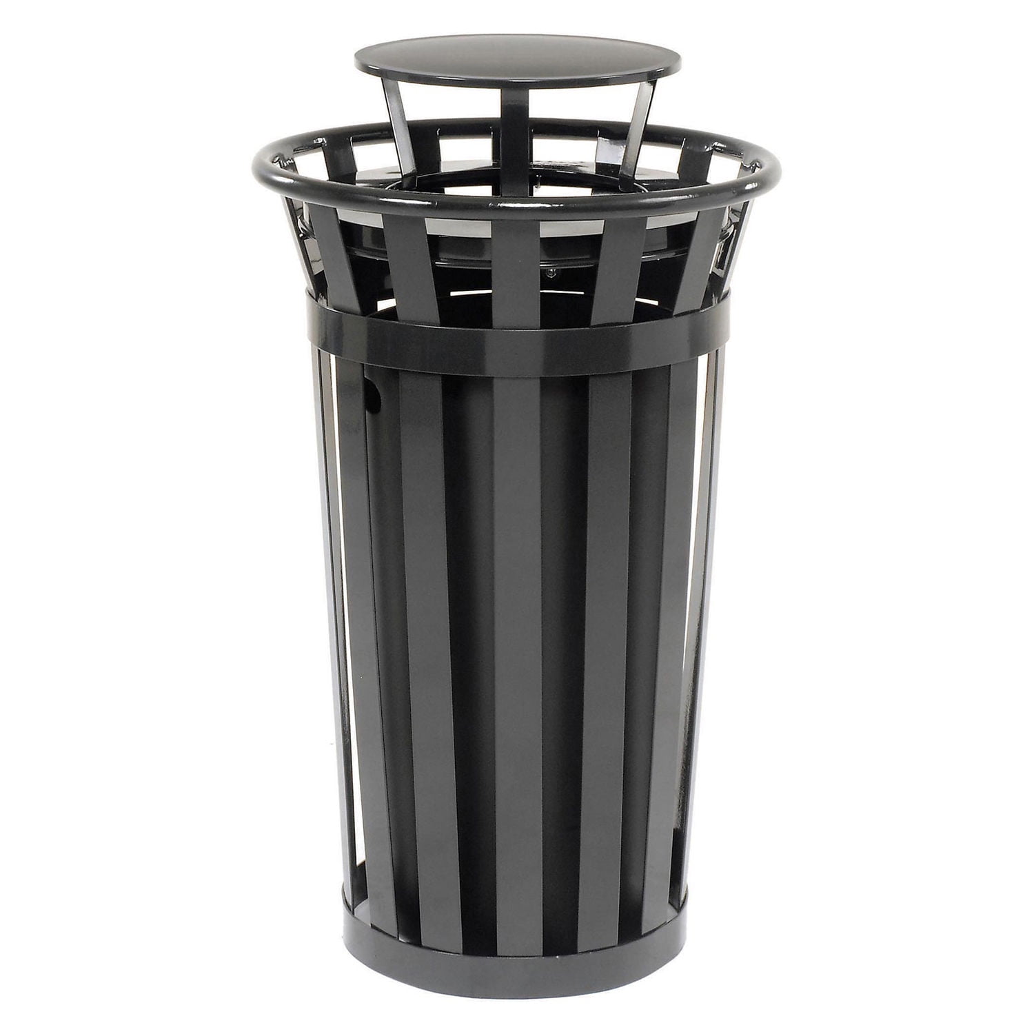 24 Gallon Outdoor Metal Slatted Trash Receptacle with Rain Bonnet Lid ...
