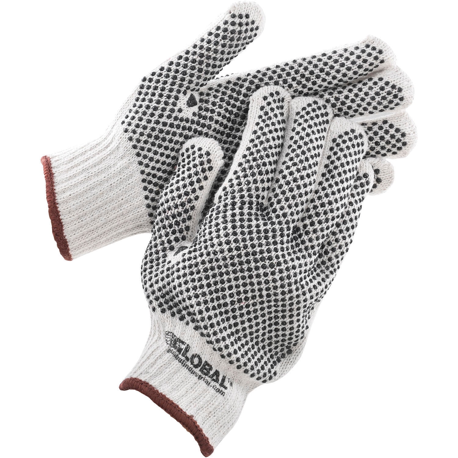 Global Industrial PVC Dot Knit Gloves, Double-Sided, Black, Large, 12 ...