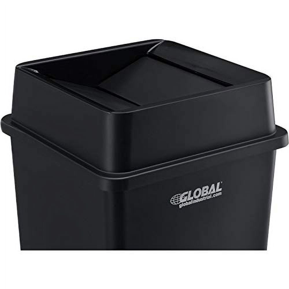 Plastic Swing Lid For Square Trash Container, Gallon 35 & 55, Black ...