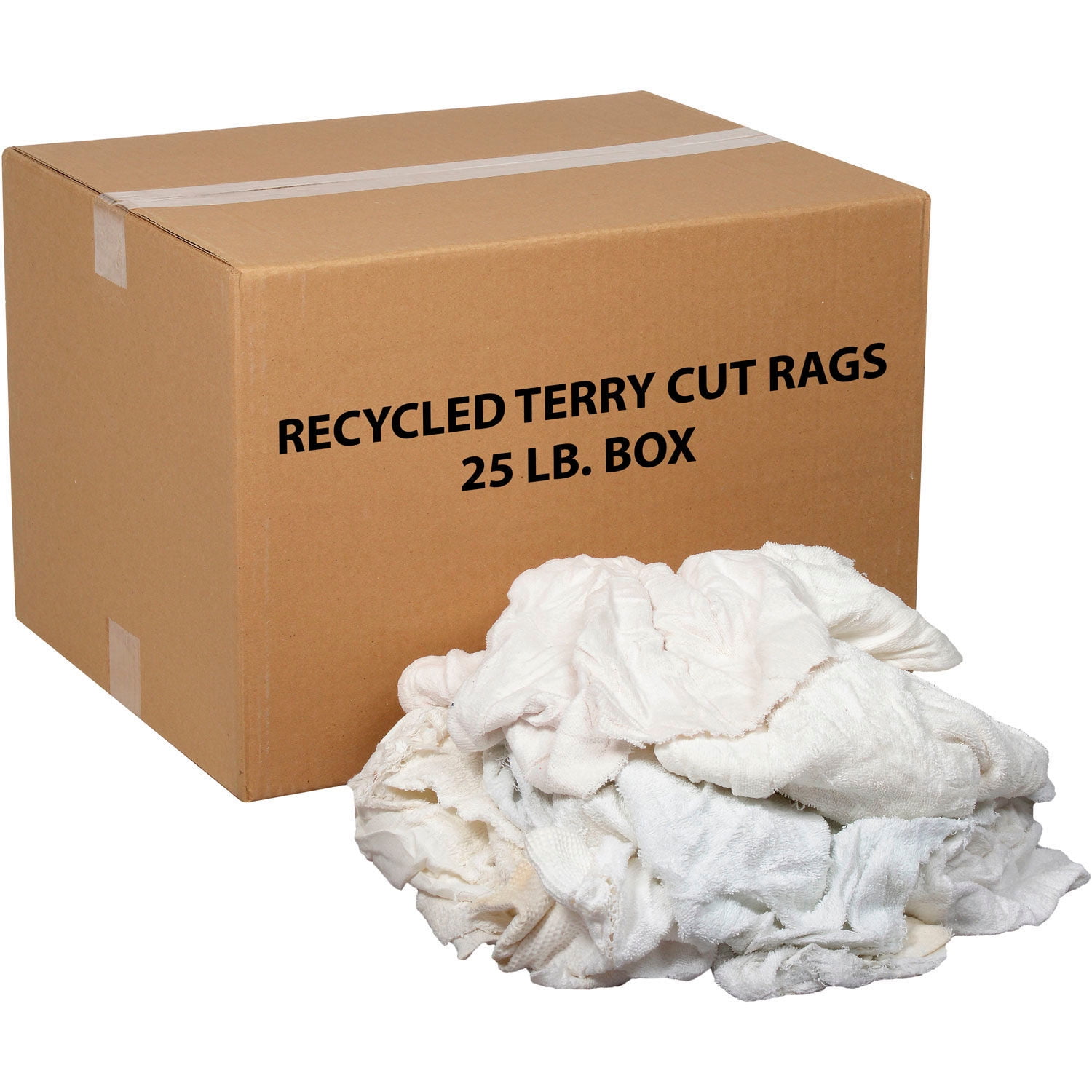 25 Lb. Box Premium Recycled Cotton Terry Cut Rags, White - Walmart.com