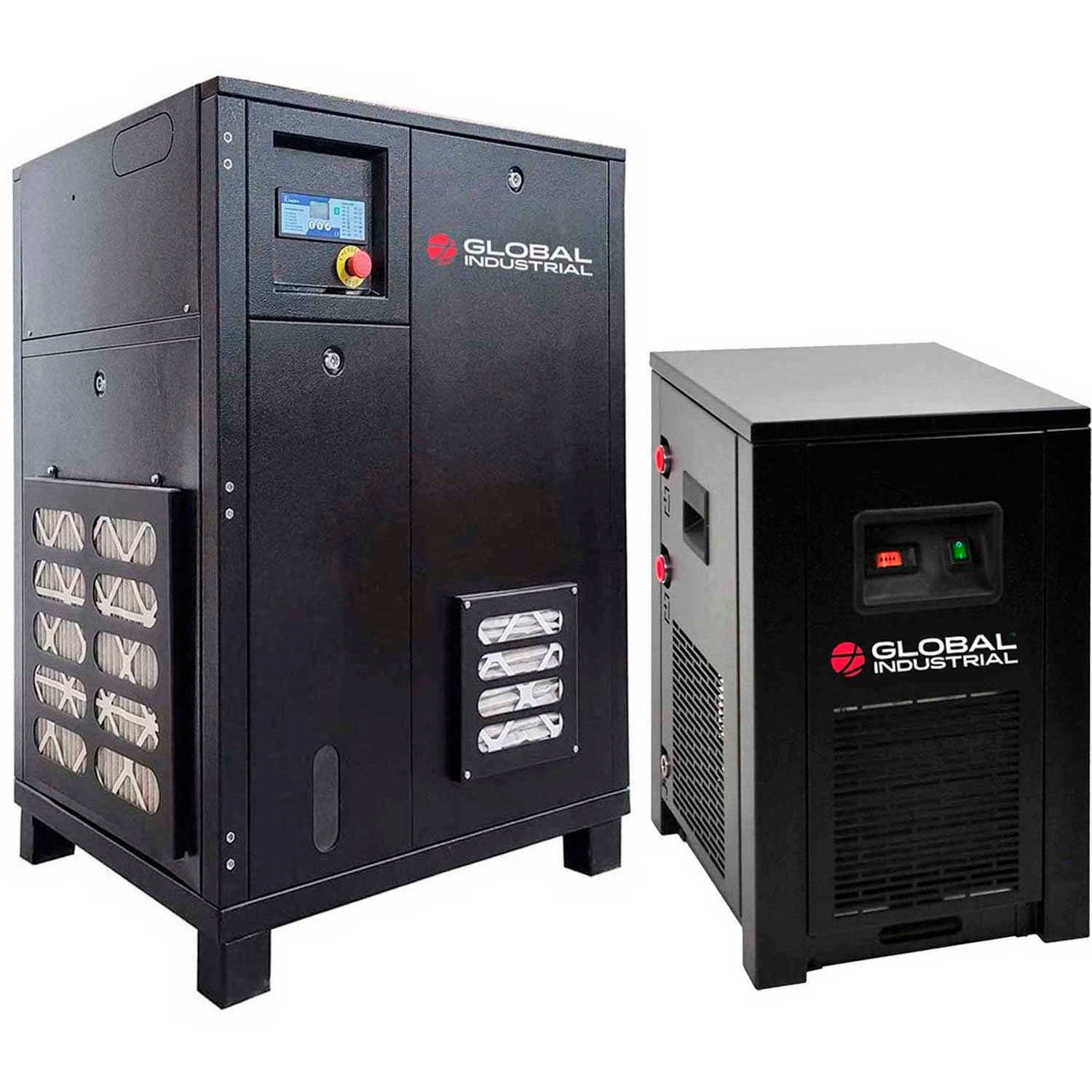 Global Industrial Tankless Rotary Screw Compressor w/Dryer, 10 HP, 1 ...
