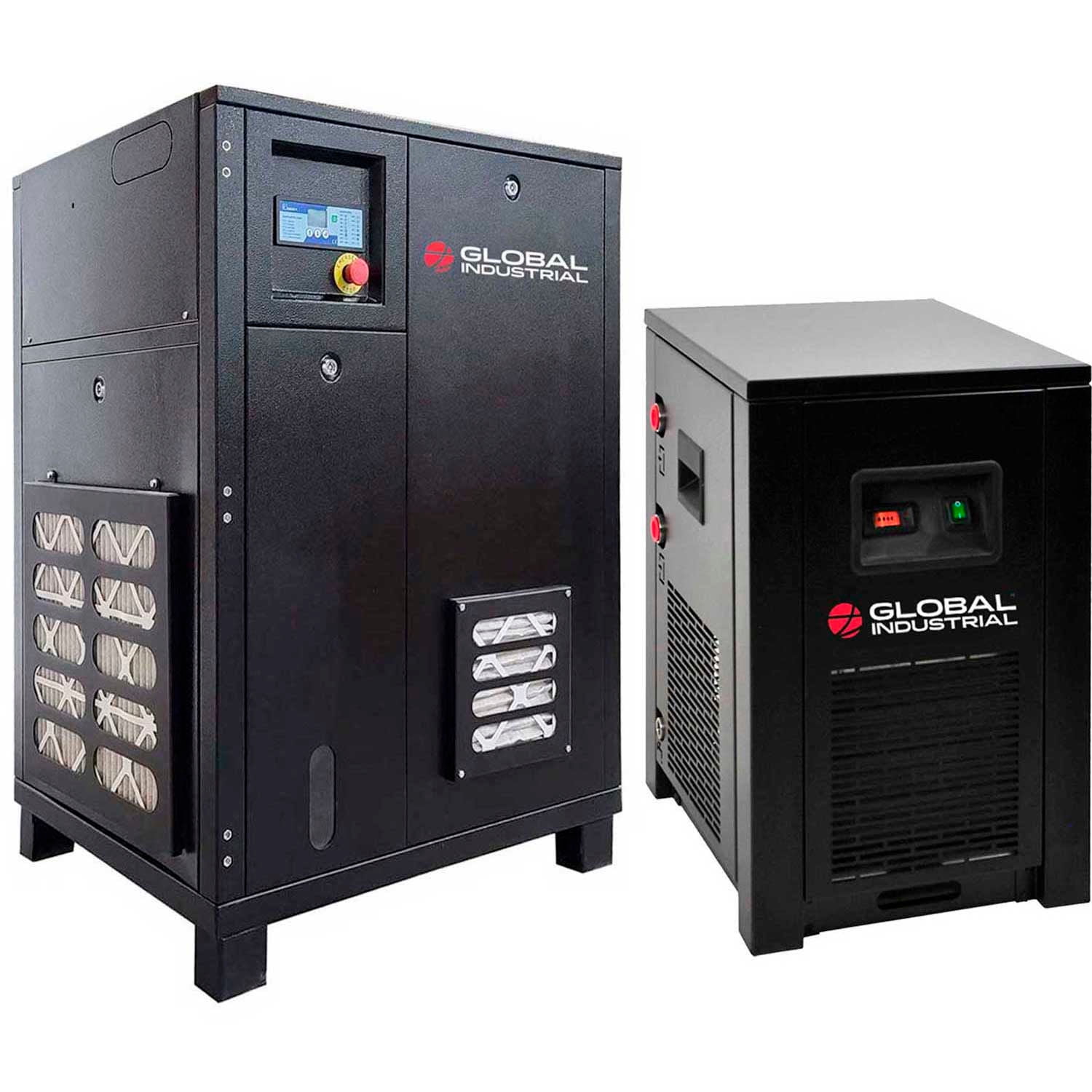 Global Industrial Tankless Rotary Screw Compressor w/Dryer, 5 HP, 1 ...
