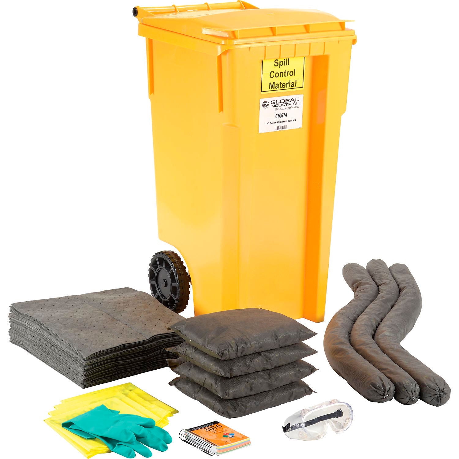 Global Industrial Universal Wheeled Spill Kit, 30 Gallon - Walmart ...