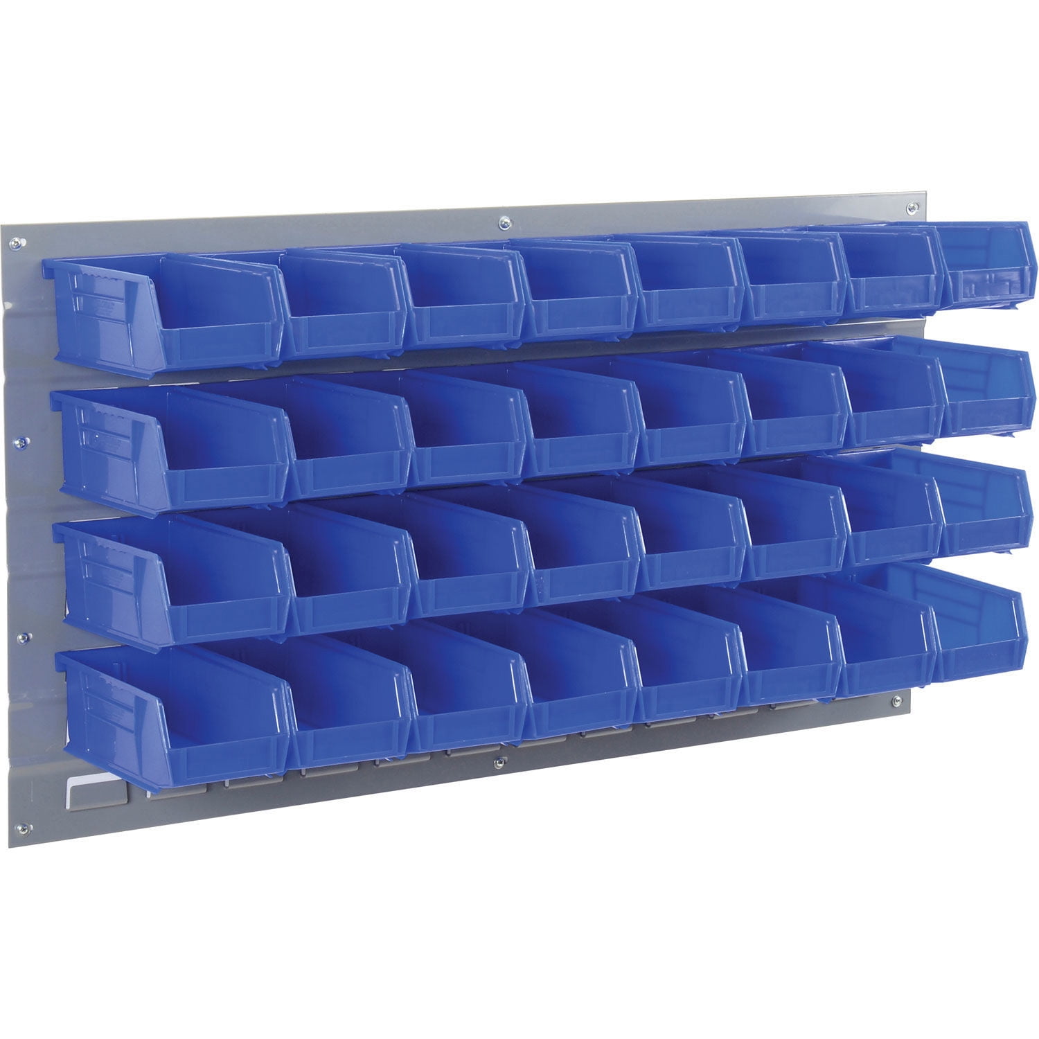 Global Industrial Wall Bin Rack Panel with (32) Blue Bins, 36x7x19 ...
