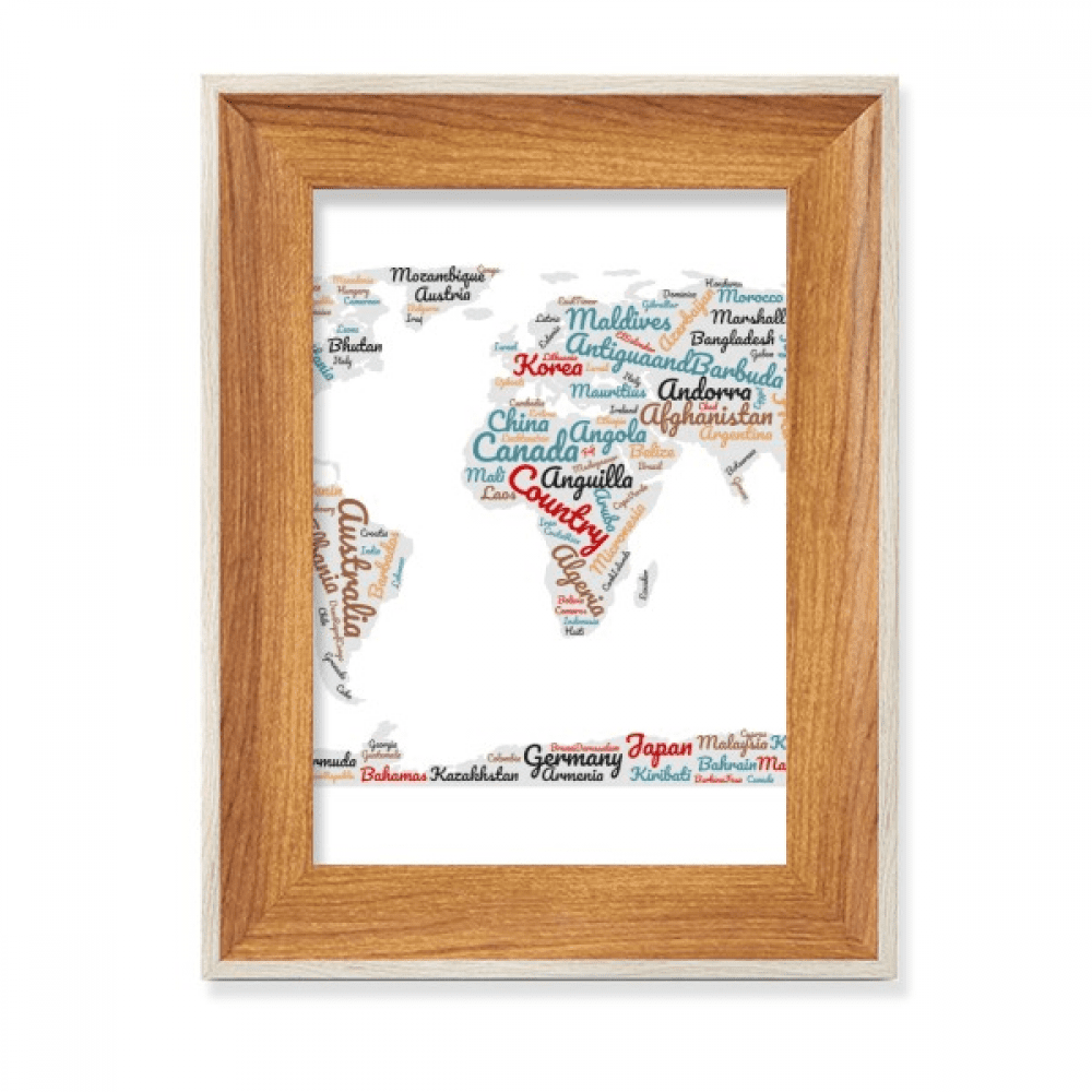 Global Map Country Geography Wordcloud Desktop Wooden Photo Frame ...