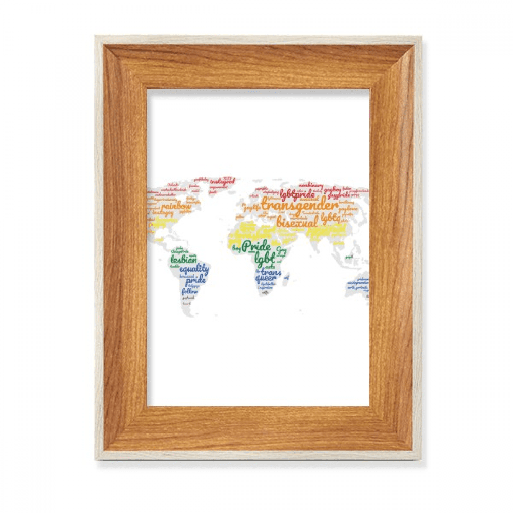 Global Map Lgbt Rainbow Wordcloud Desktop Wooden Photo Frame Display ...