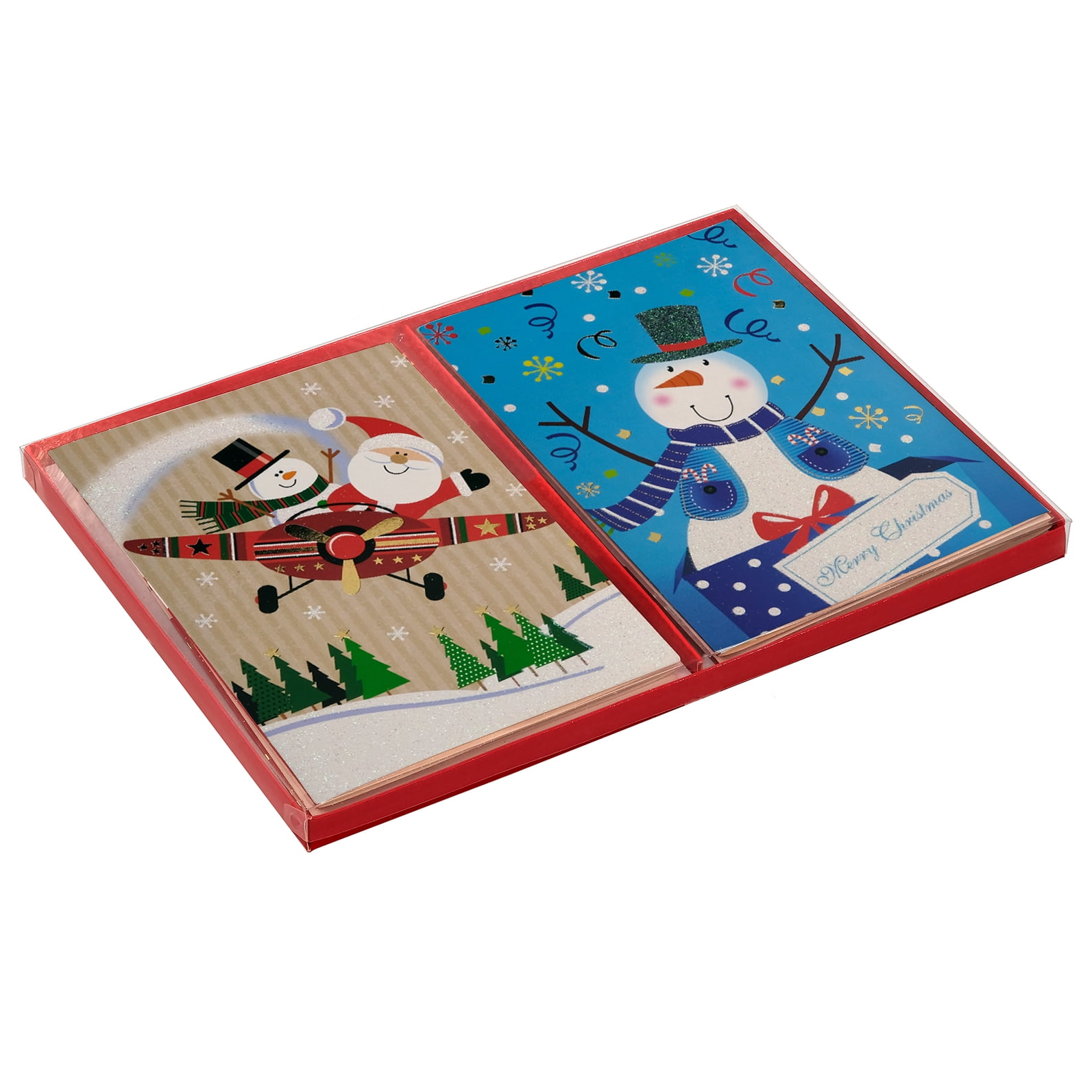 Global Printed Products 10 Foil and Glitter Holiday Cards with White ...