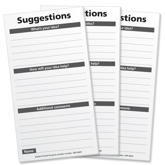 Global Printed Products 200 Suggestion Cards for Suggestion Box (Pack ...