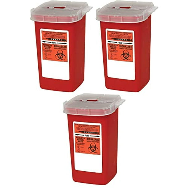 Global Sharps Container Biohazard Needle Disposal Container - 1 Quart ...