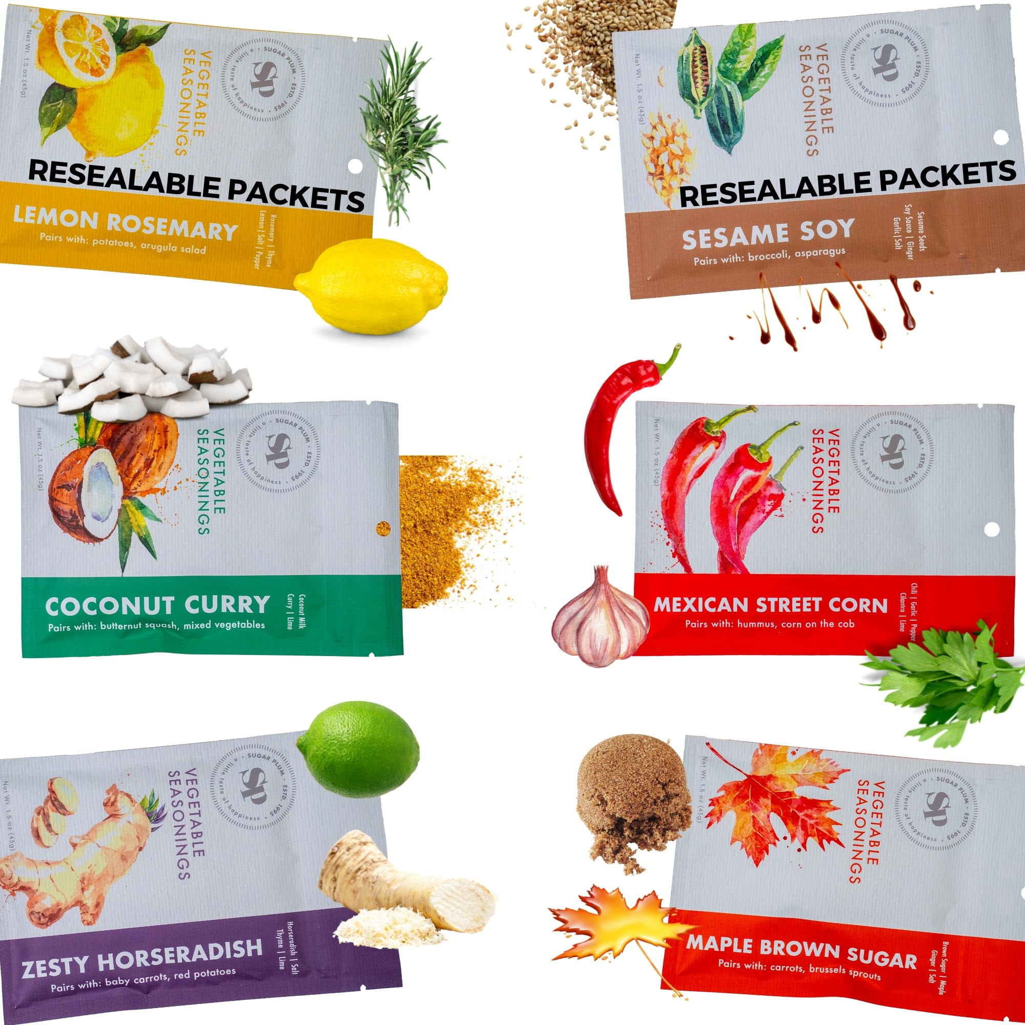 Global Spices and Seasonings TSF6 Set - 6 Gourmet Flavor Combinations ...