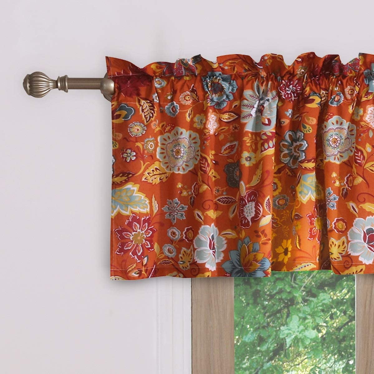 Global Trends Amanda Floral Print Window Valance, Spice, 84 W x 19 L ...