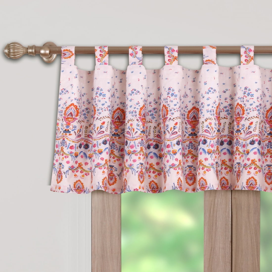 Global Trends Amphora Jewel Tone Tab Top Window Valance, 84" Wide x 19 ...