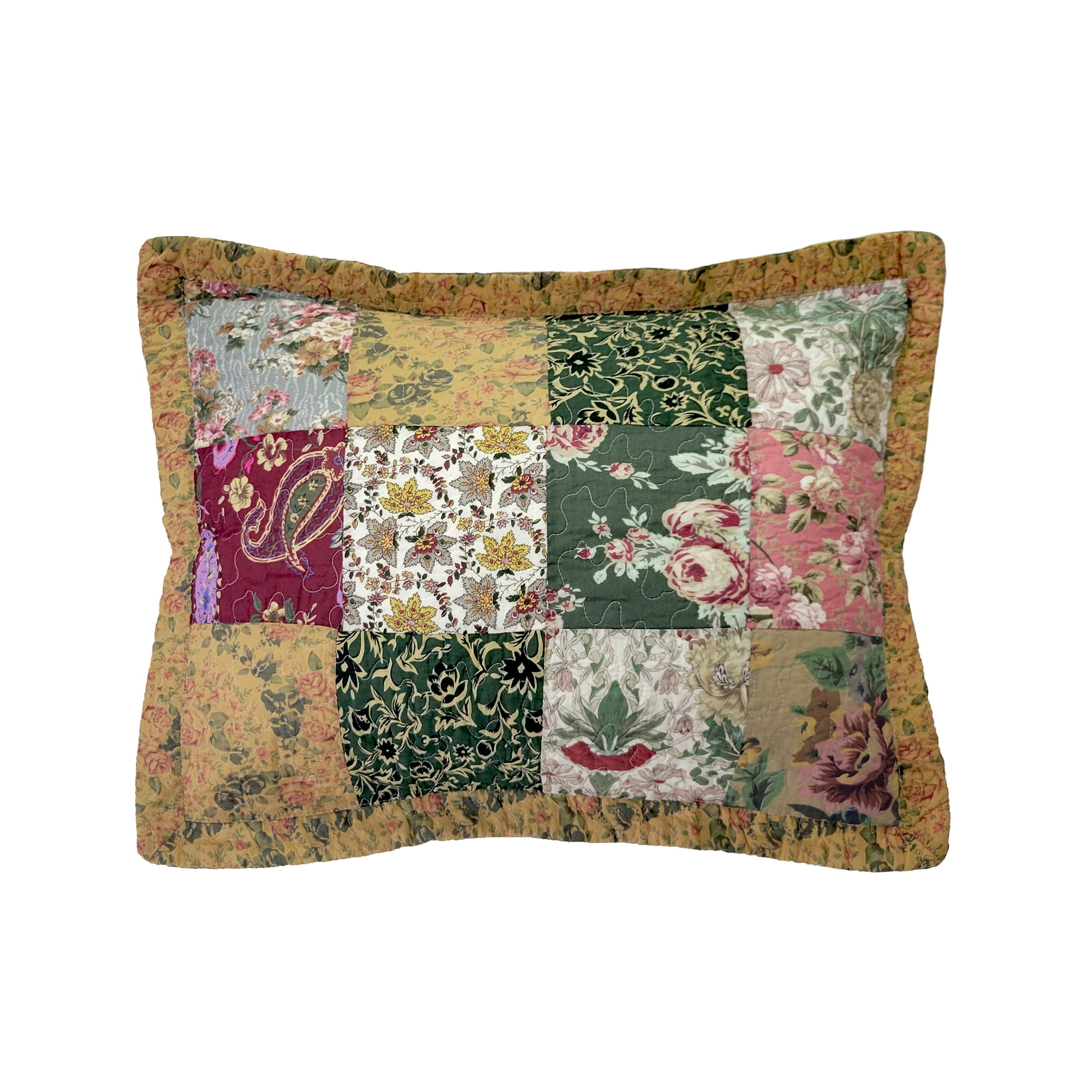Global Trends Standard Cotton Antique Chic Patchwork Quilted Pillow ...