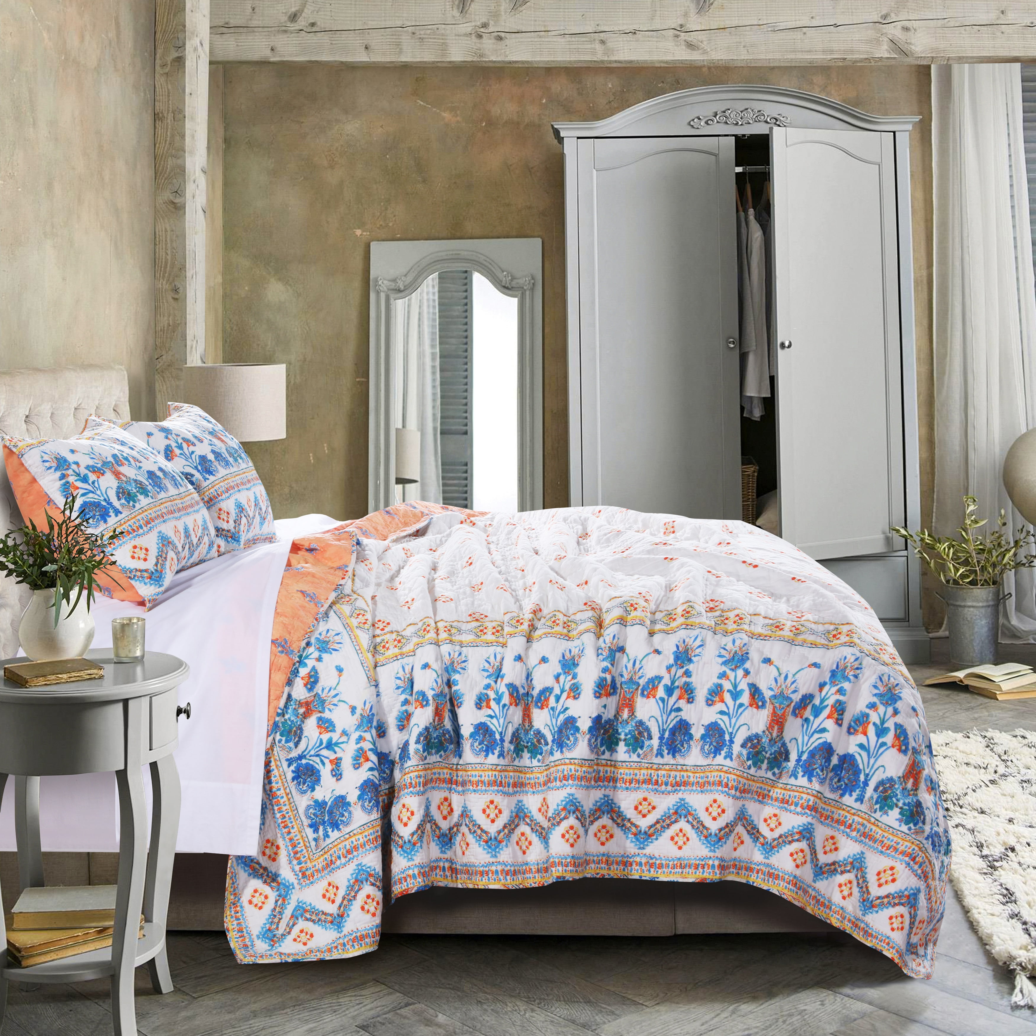 Global Trends Athena Quilt Set, Ivory - Walmart.com