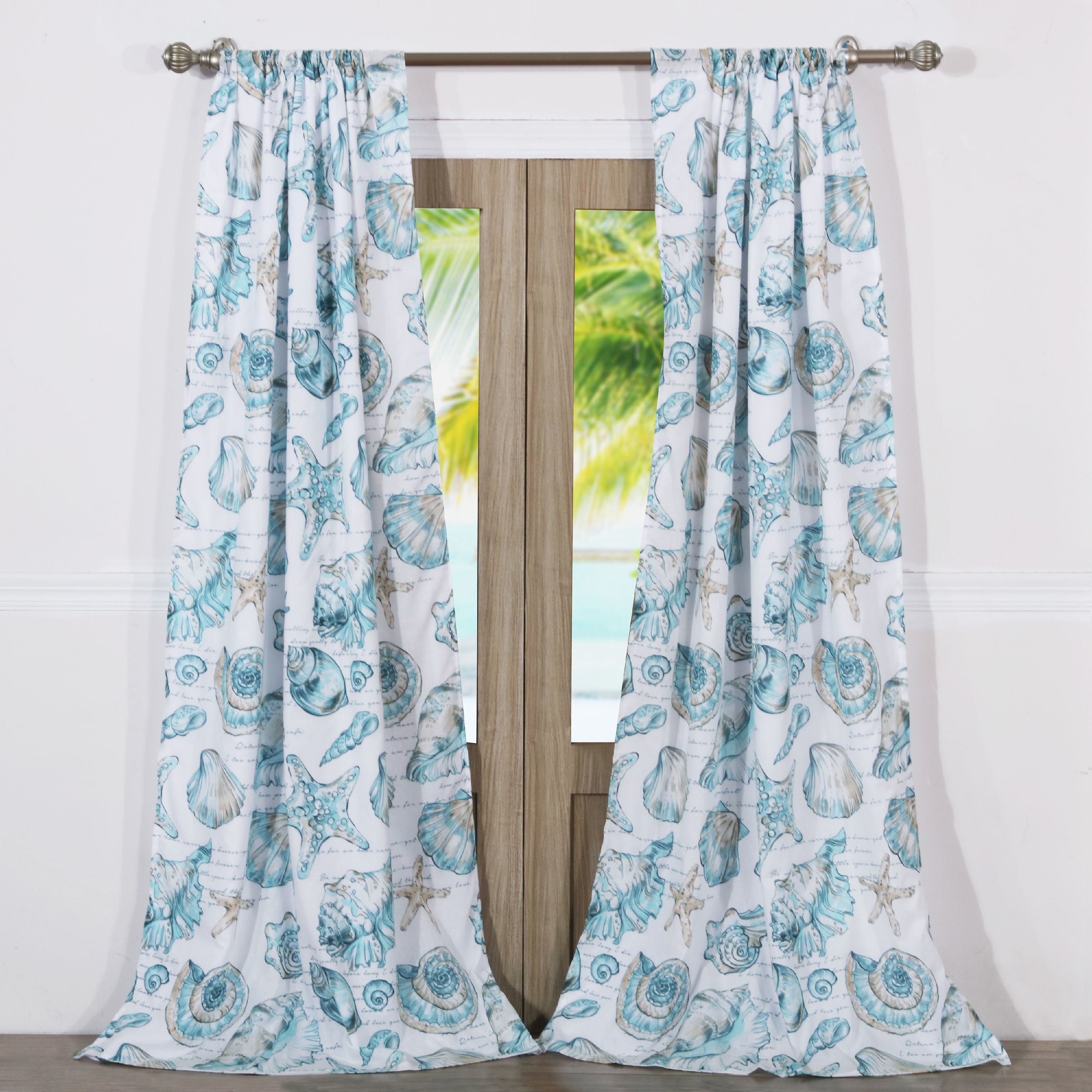 Global Trends Coastal Seashell Curtain Panels, 84” x 42” (2 Panels ...